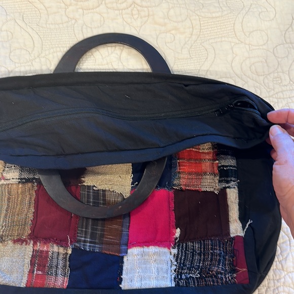 Malee | Bags | Malee Patchwork Tote With Wooden Handle | Poshmark